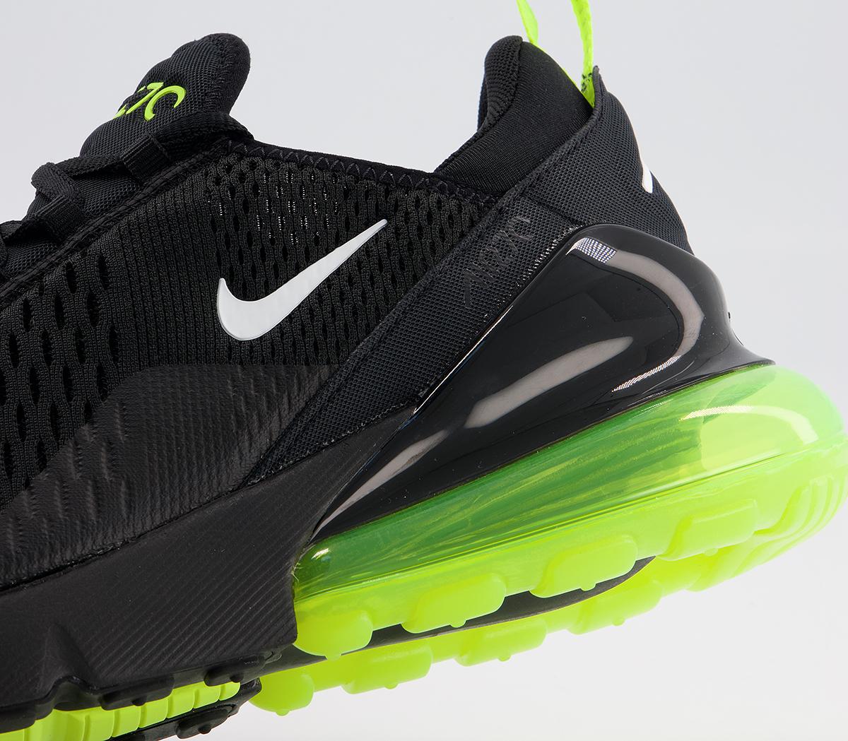 Nike Air Max 270 Trainers Black White Volt Reflect Silver - Nike Air Max