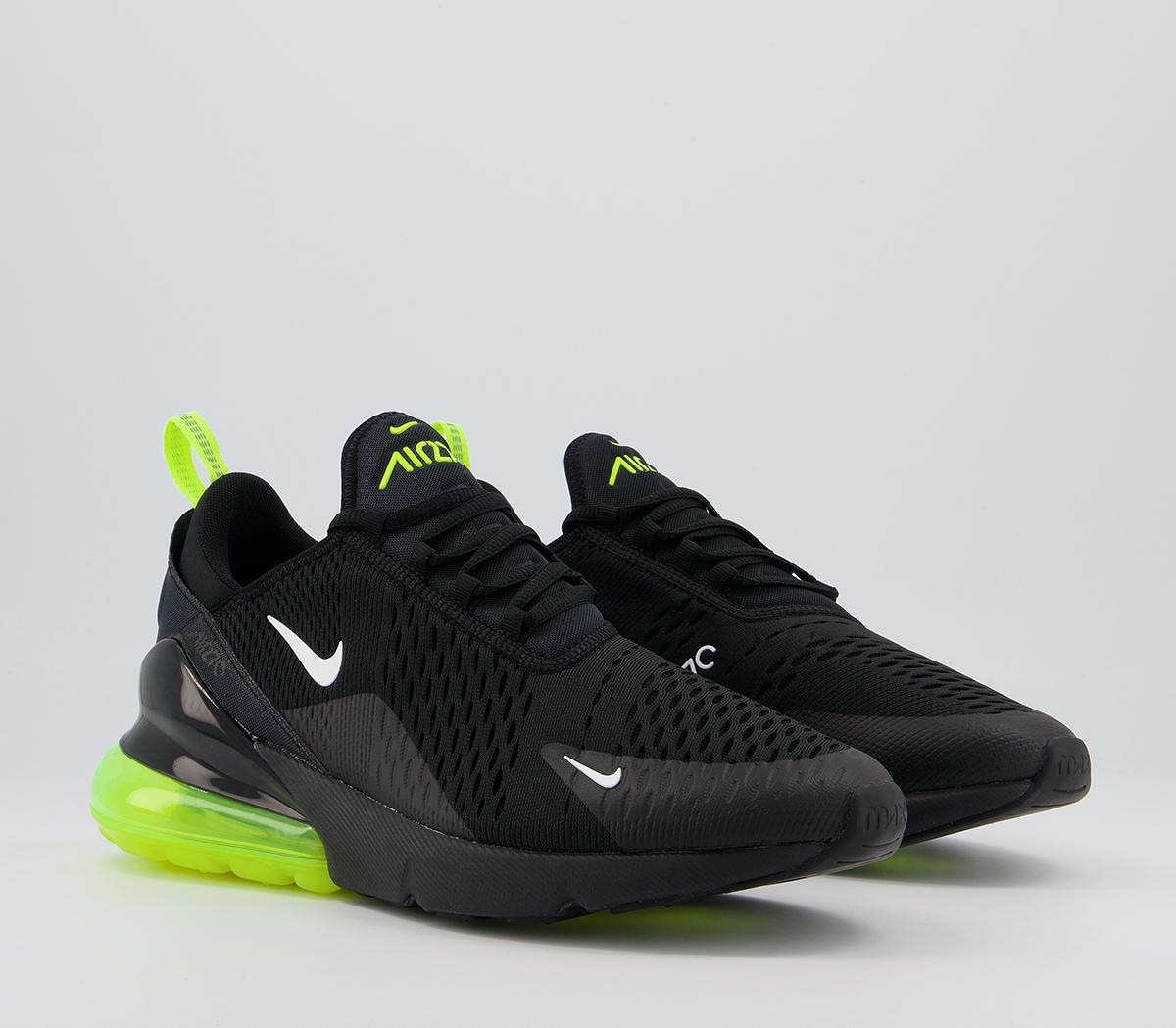 Nike Air Max 270 Trainers Black White Volt Reflect Silver - Nike Air Max