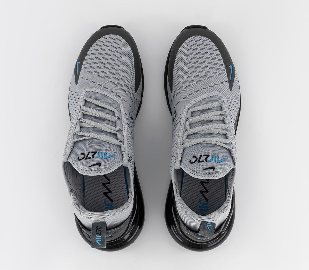 Nike Air Max 270 Trainers Wolf Grey Black Iron Grey Blue Lightning ...