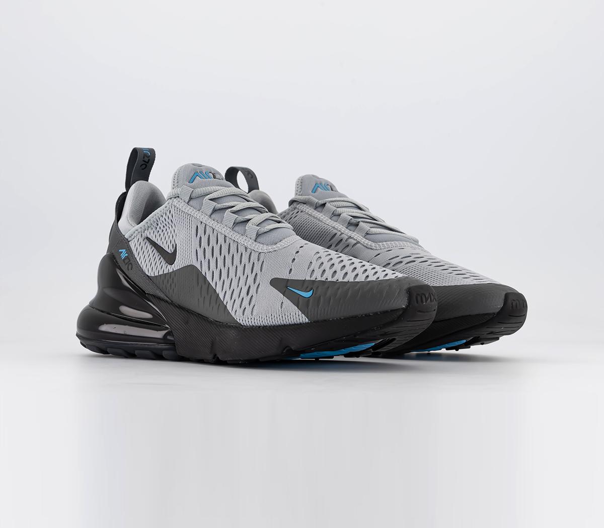 Nike Air Max 270 Trainers Wolf Grey Black Iron Grey Blue Lightning ...