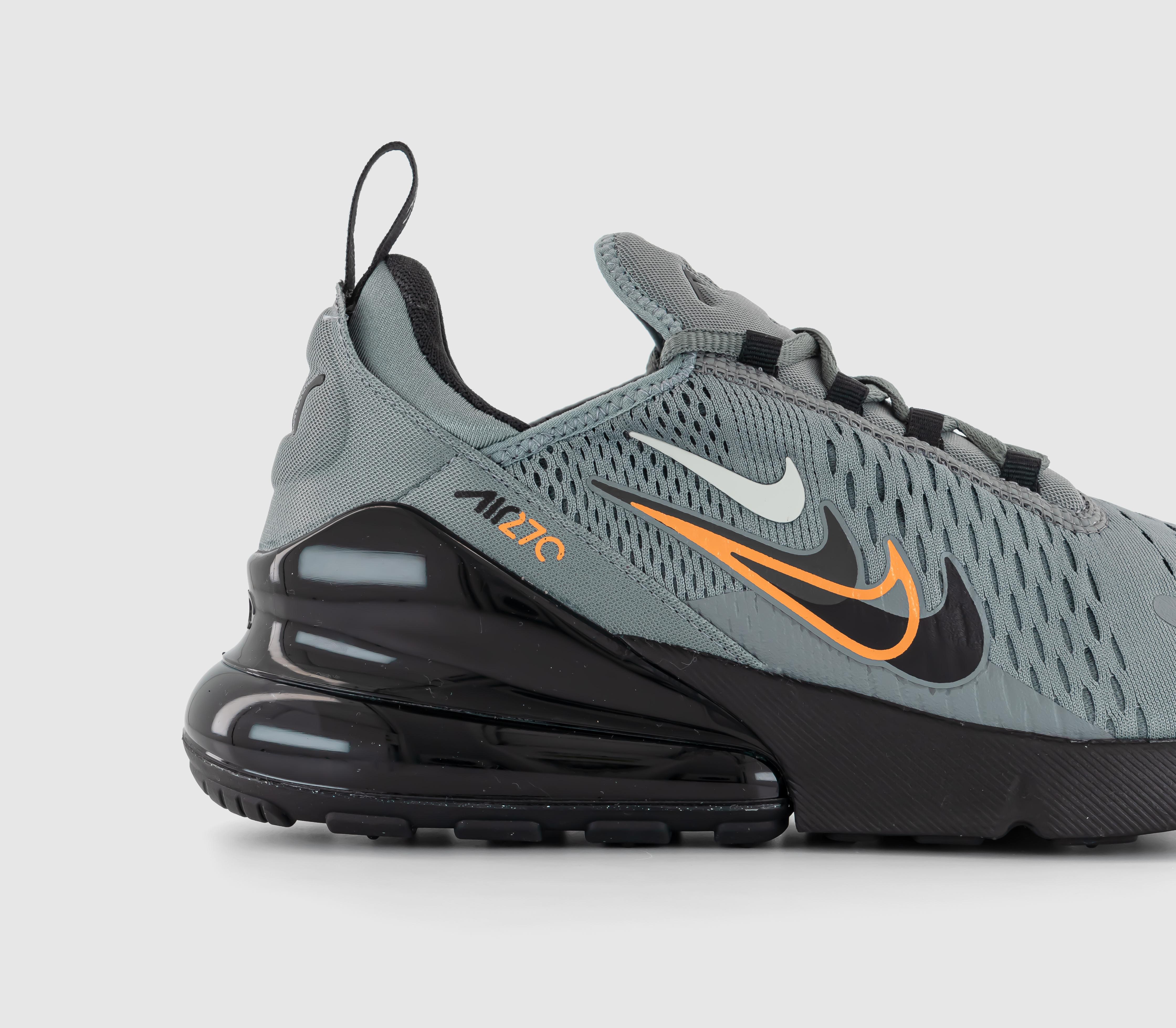Nike Air Max 270 Trainers Smoke Grey Black Bright Mandarin - Men's Trainers