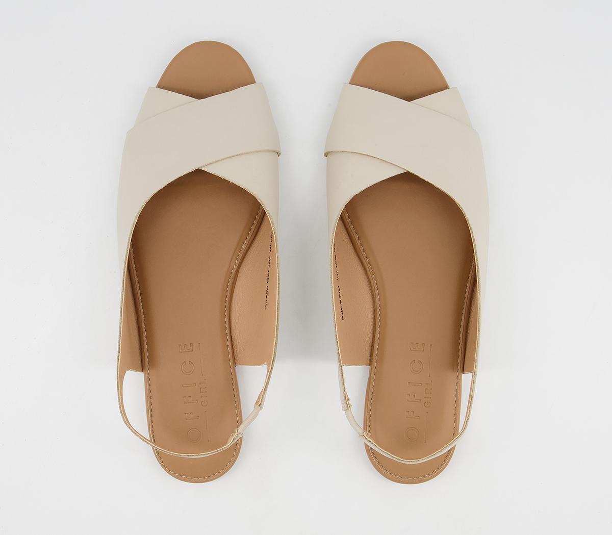 OFFICE Factor Slingback Open Toe Flats Bone Leather - Flat Shoes for Women
