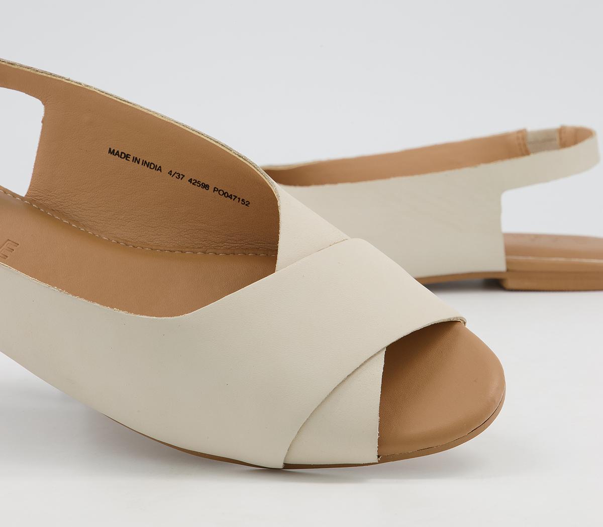 OFFICE Factor Slingback Open Toe Flats Bone Leather - Flat Shoes for Women