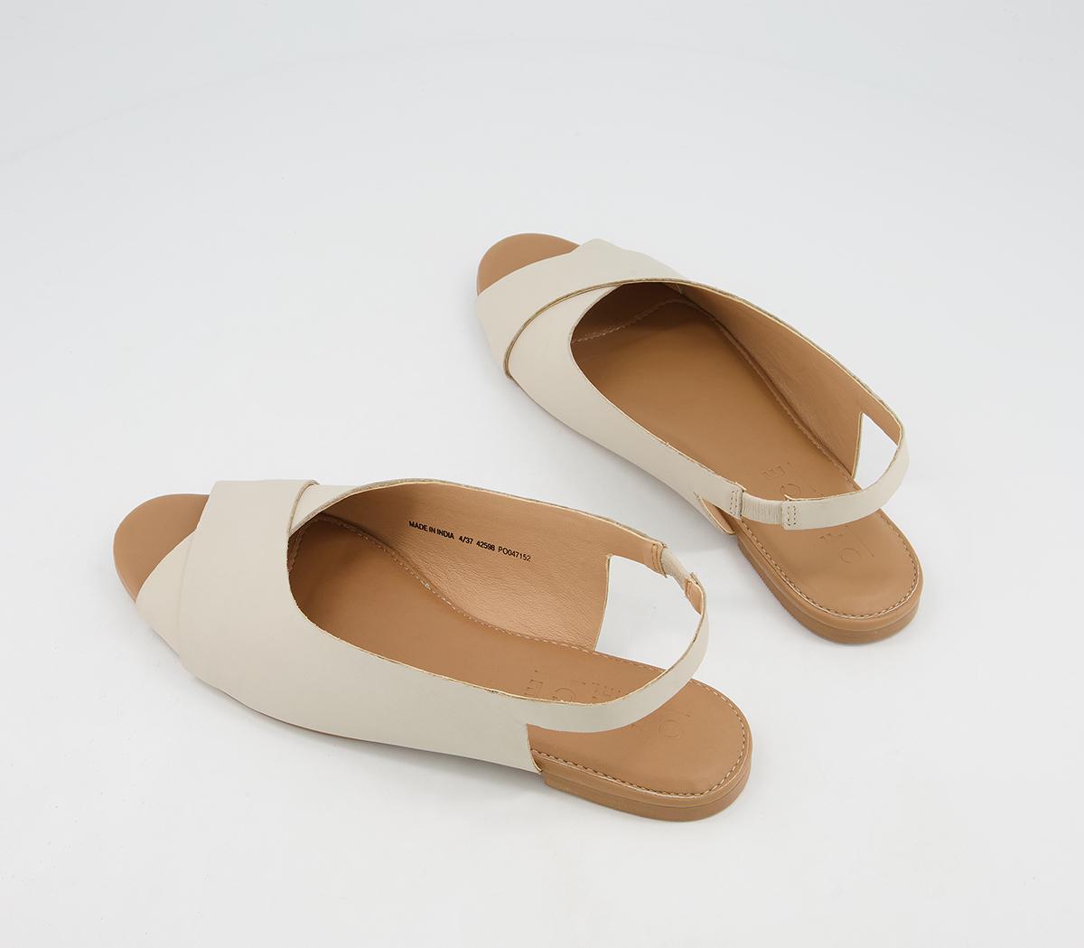 OFFICE Factor Slingback Open Toe Flats Bone Leather - Flat Shoes for Women