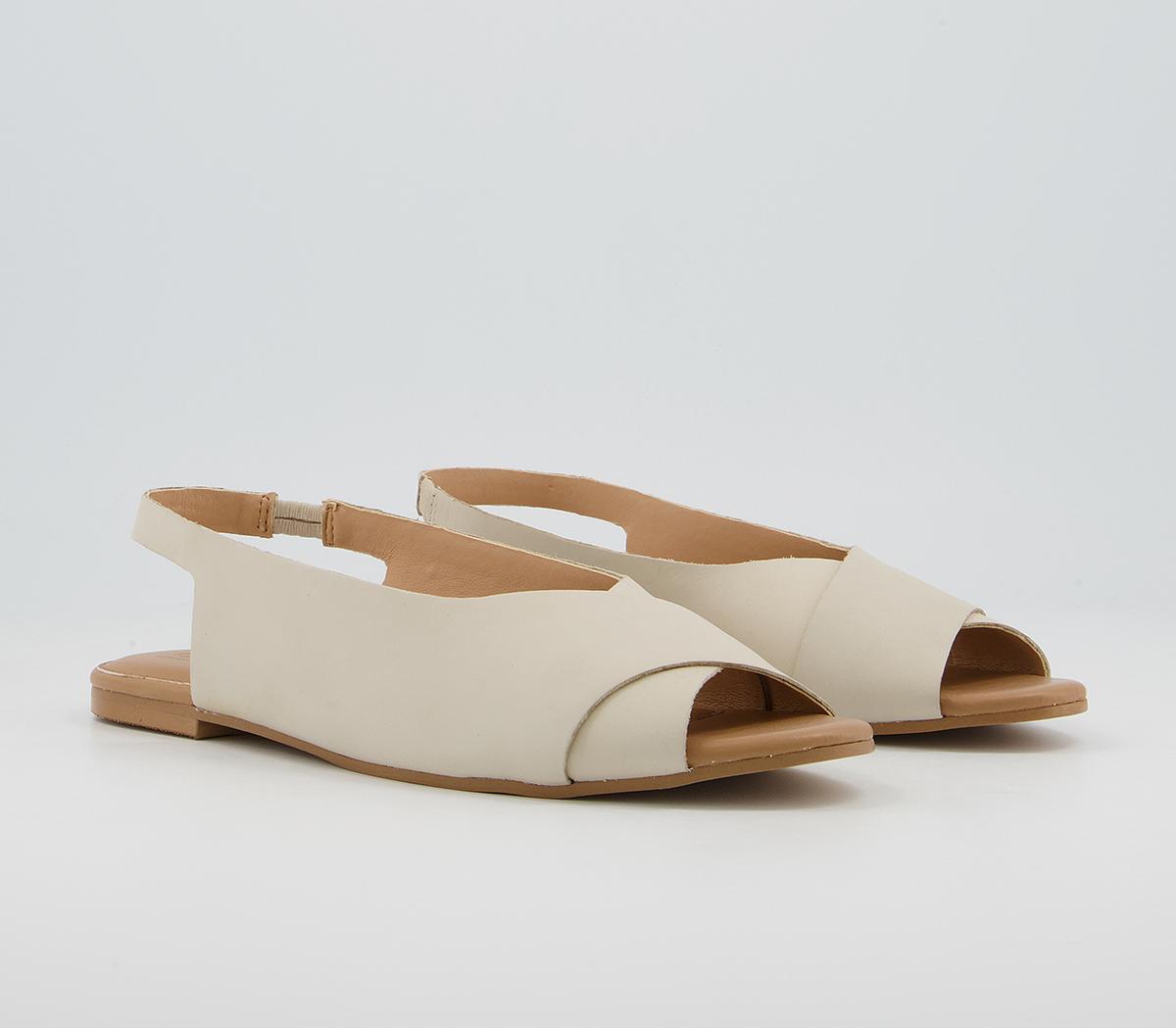 OFFICE Factor Slingback Open Toe Flats Bone Leather - Flat Shoes for Women