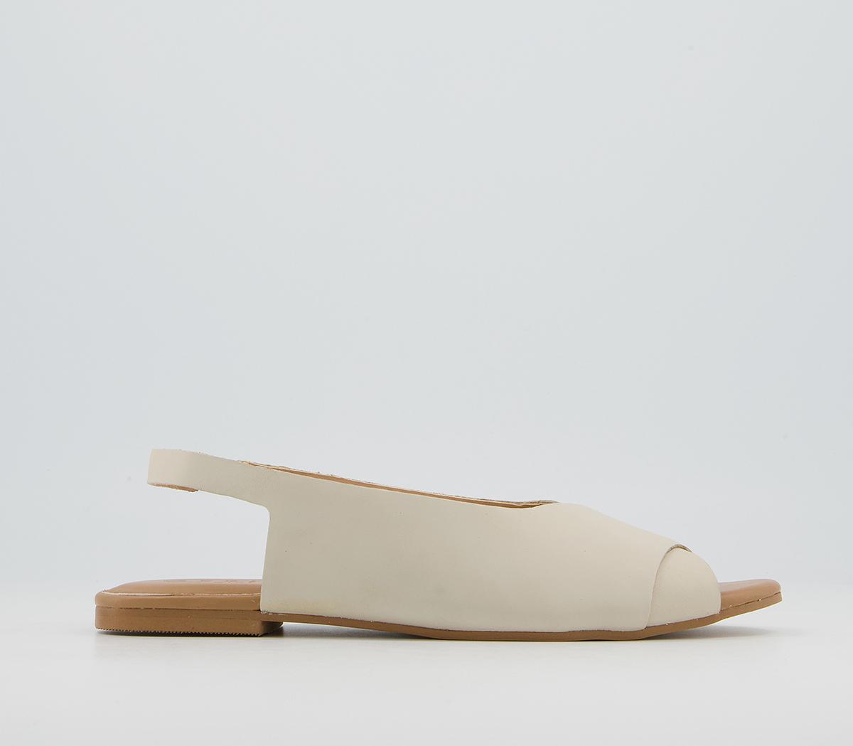 OFFICE Factor Slingback Open Toe Flats Bone Leather - Flat Shoes for Women
