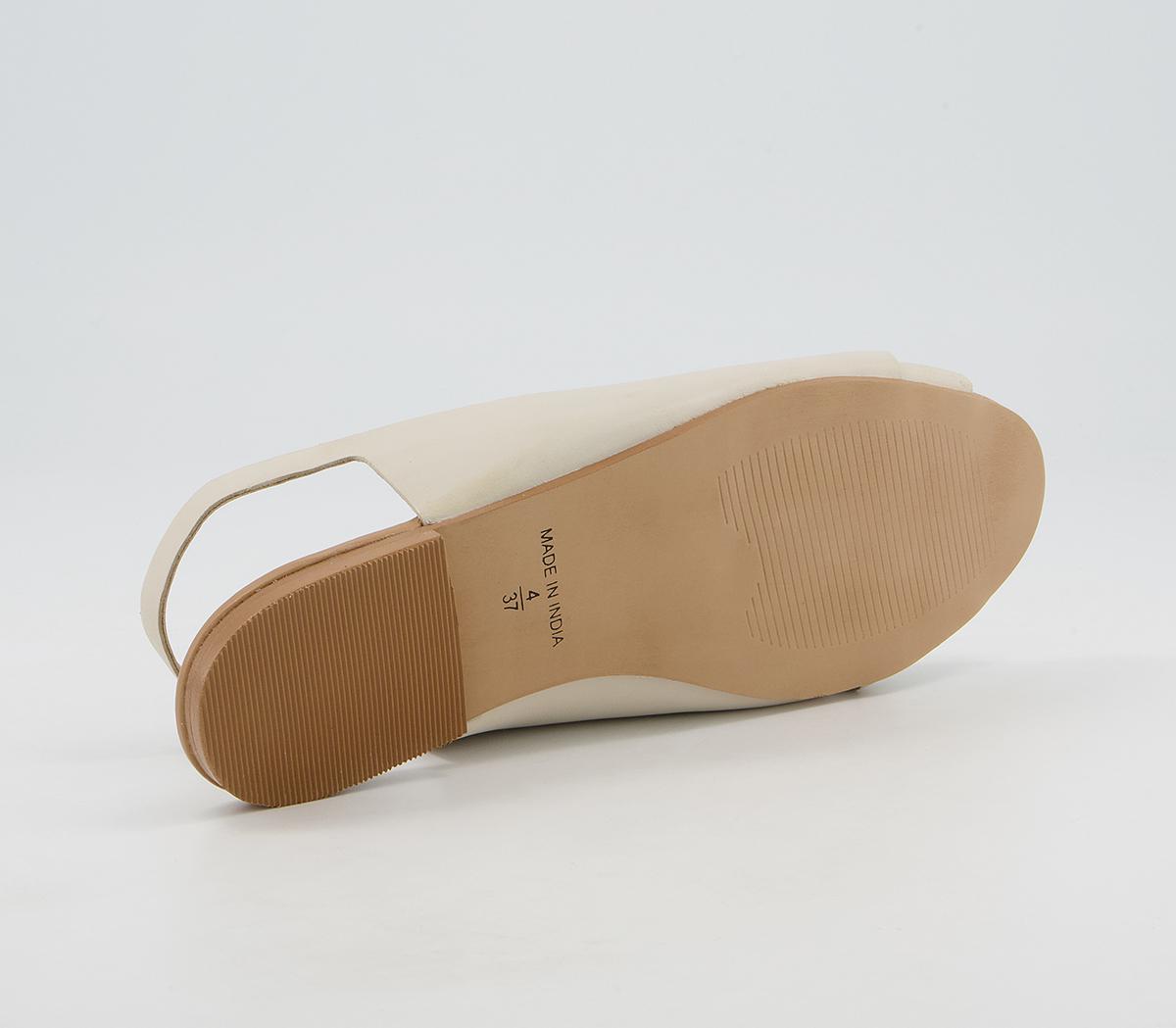 OFFICE Factor Slingback Open Toe Flats Bone Leather - Flat Shoes for Women