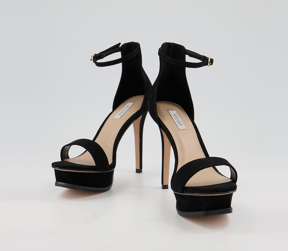 Office Hestri Two Part Platform Stilettos Black Nubuck - High Heels