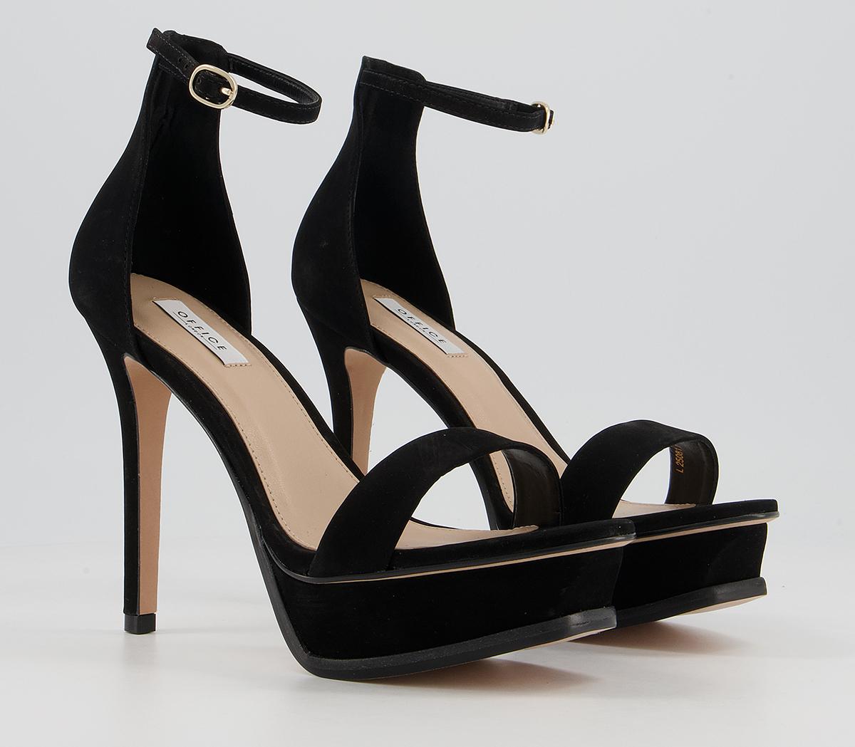 OFFICE Hestri Two Part Platform Stilettos Black Nubuck - High Heels