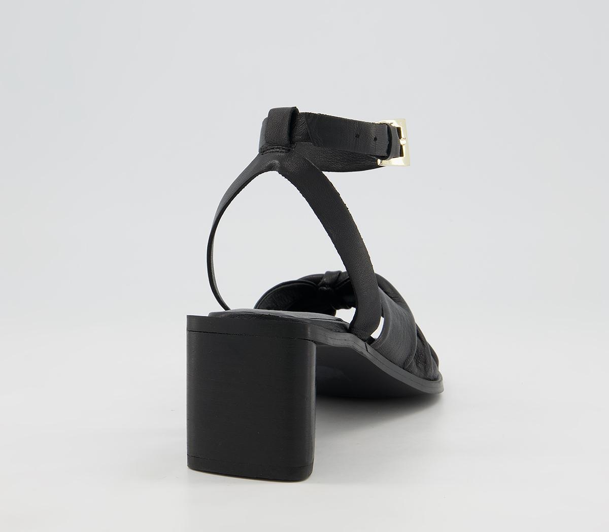 OFFICE Maggy Pinch Detail Block Heels Black Leather - Mid Heels