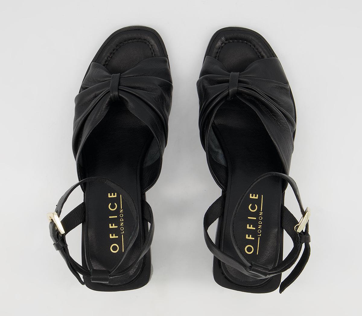 OFFICE Maggy Pinch Detail Block Heels Black Leather - Mid Heels