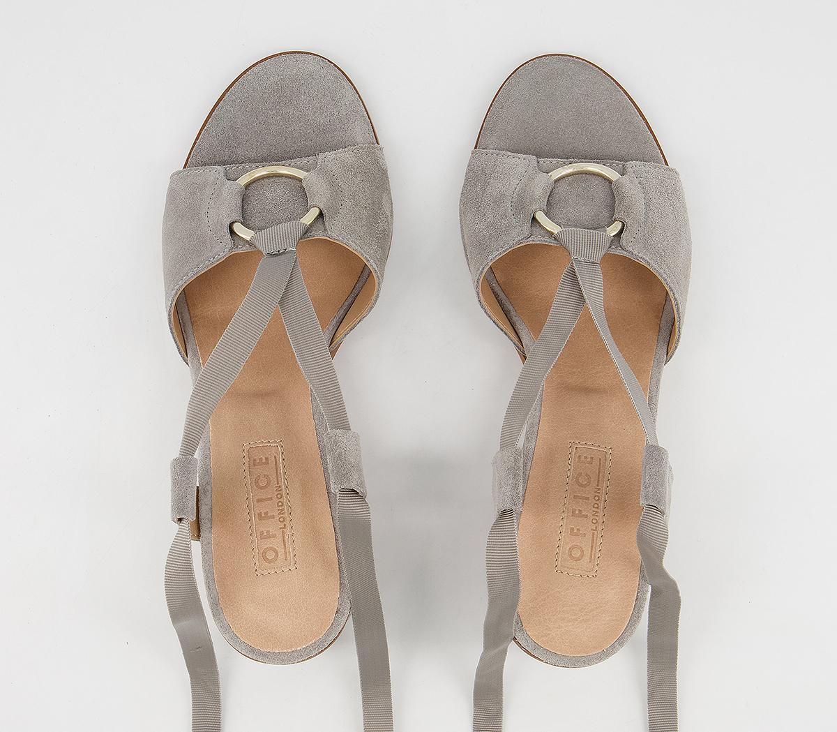 OFFICE Manya Ring Detail Sandals Grey Suede - Mid Heels