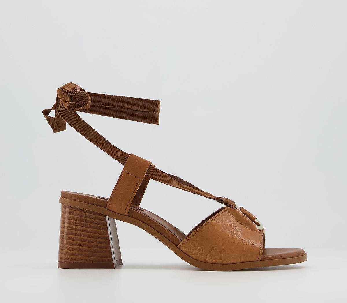 OFFICE Manya Ring Detail Sandals Tan Leather - Mid Heels