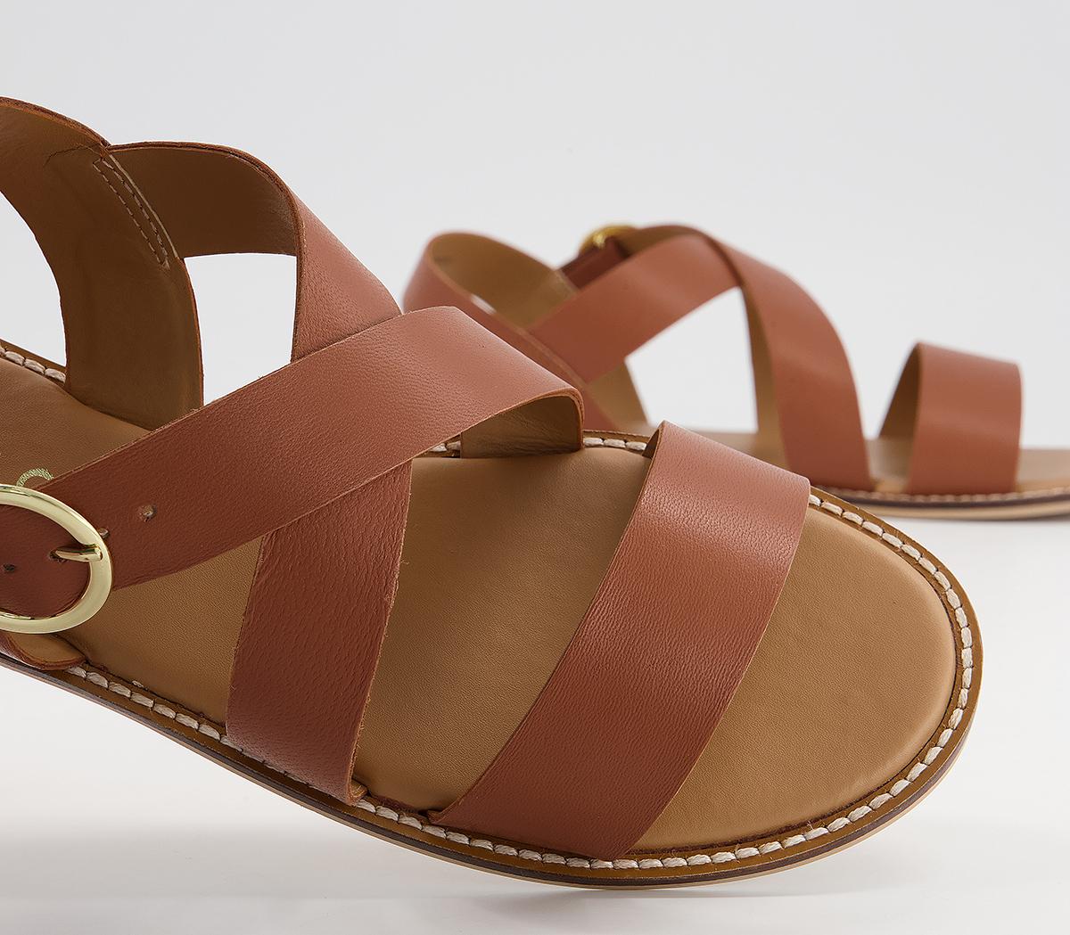 OFFICE Splendid Cross Strap Sandals Tan Leather - Women’s Sandals