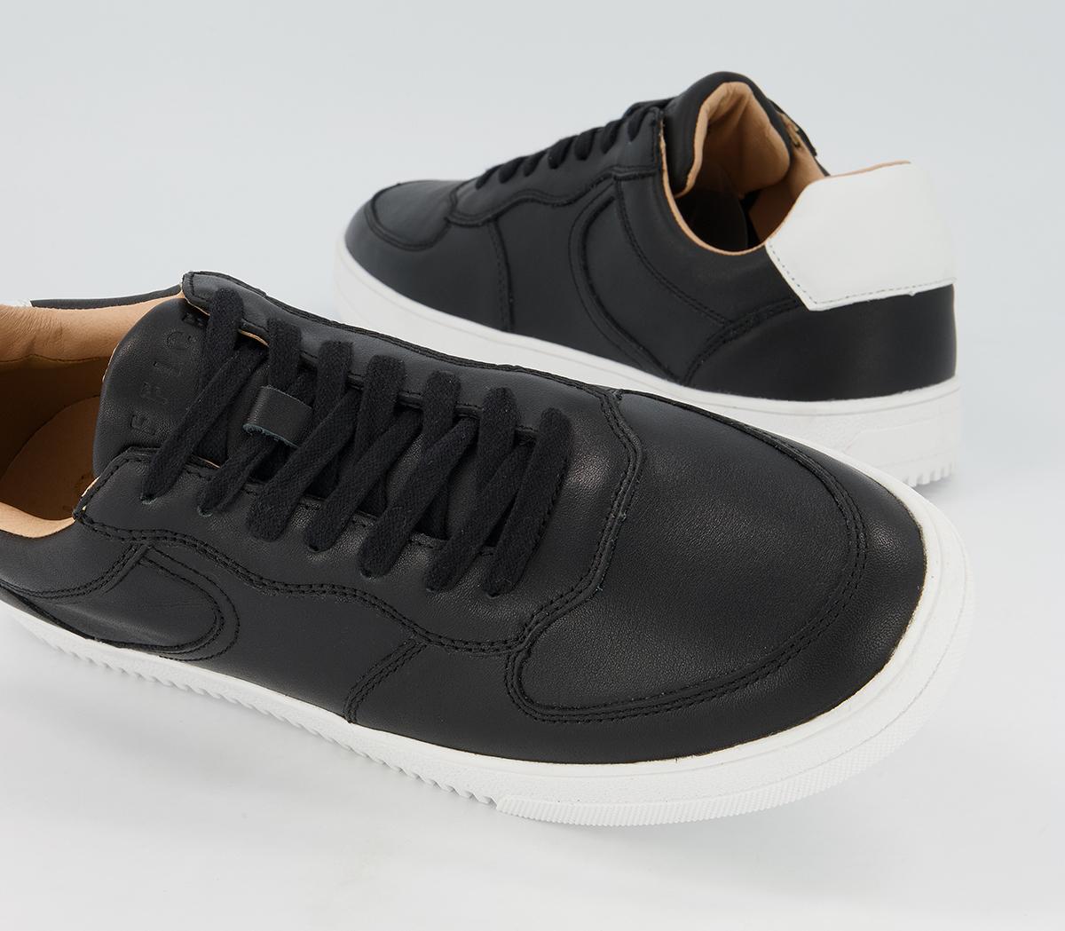 OFFICE Clemete Micro Cleat Sole Trainers Black Leather - Men's Casual Shoes