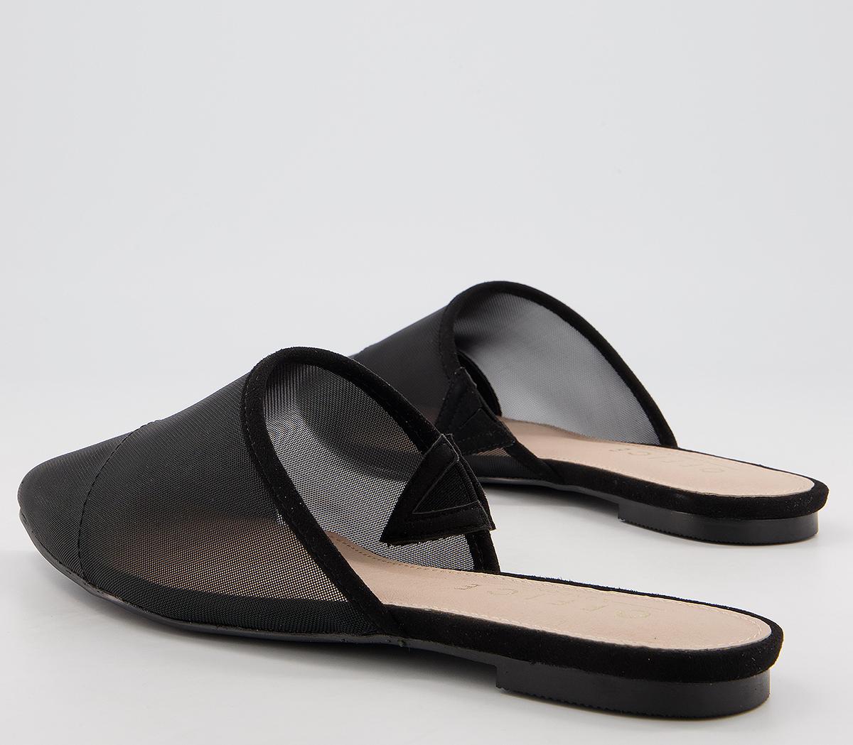 OFFICE Faraday Pointed Mules Black Mesh - Flat Shoes for Women