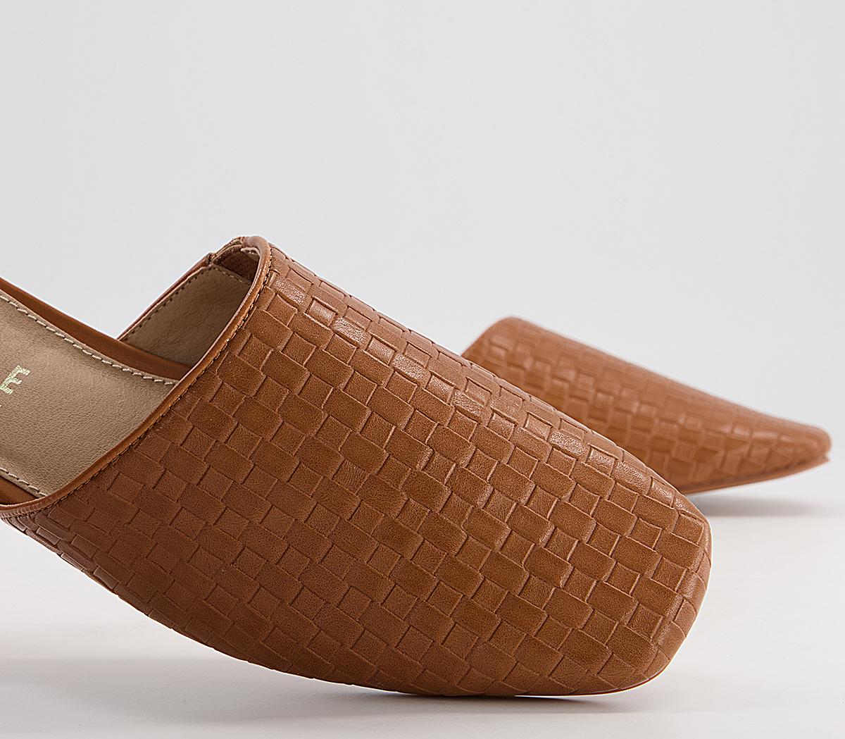 OFFICE Fallacy High Cut Mules Tan Weave - OFFICE Girl