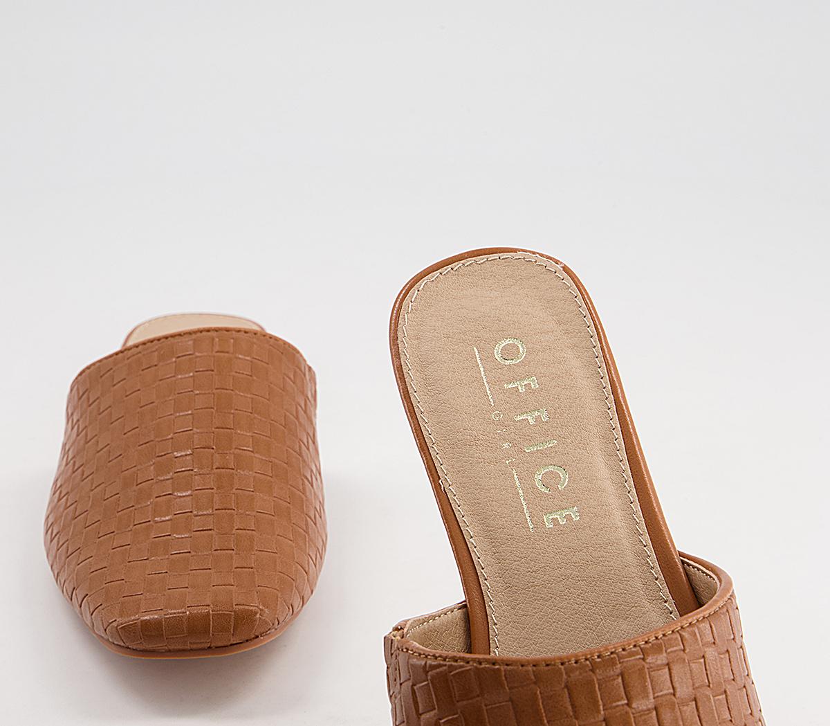 OFFICE Fallacy High Cut Mules Tan Weave - OFFICE Girl