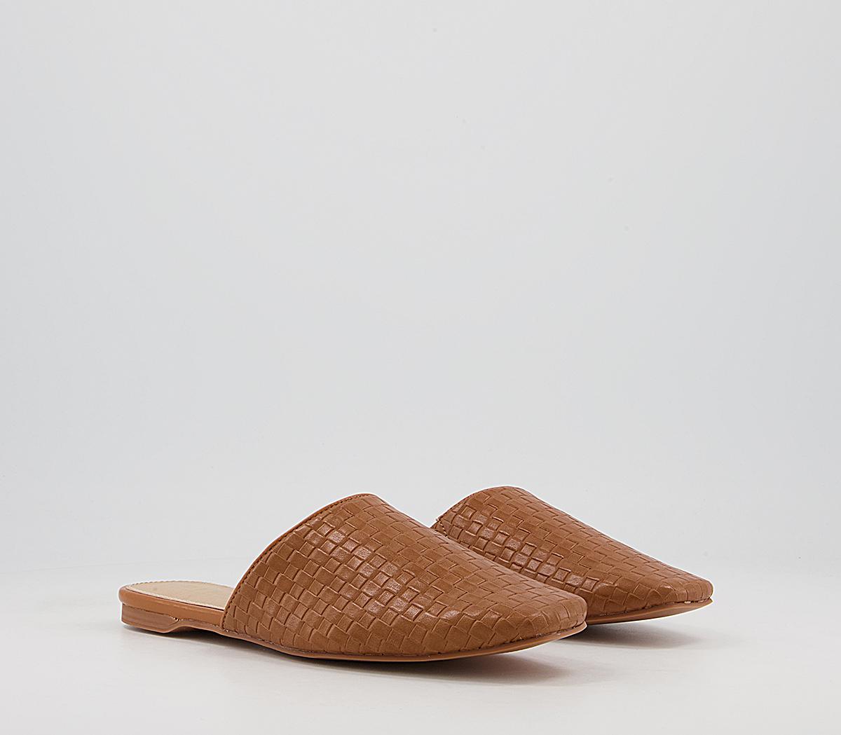 OFFICE Fallacy High Cut Mules Tan Weave - OFFICE Girl
