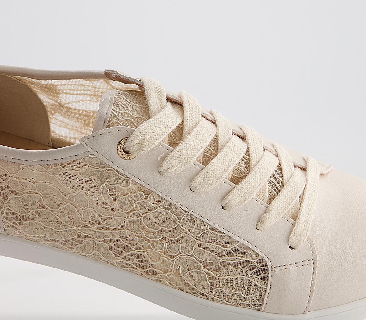 OFFICE Farfetched Lace Up Trainers Off White Lace Mix - OFFICE Girl