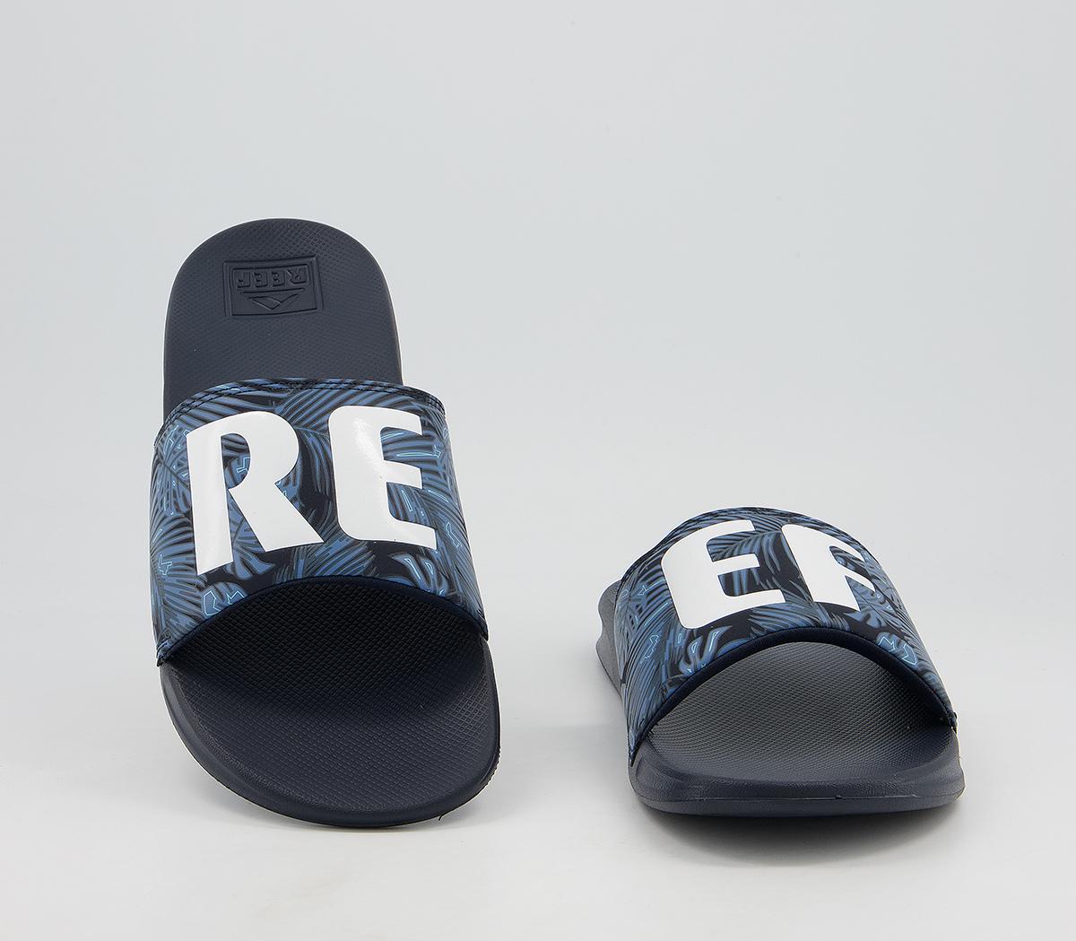 Reef Reef One Slides Navy Palm - Men’s Sandals