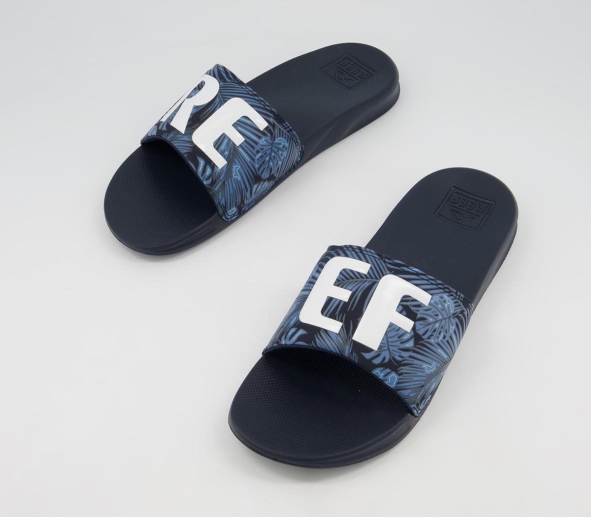 Reef Reef One Slides Navy Palm - Men’s Sliders