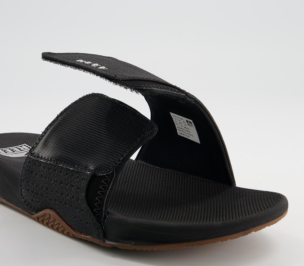 Reef Fanning Slides Black Silver - Men’s Sliders