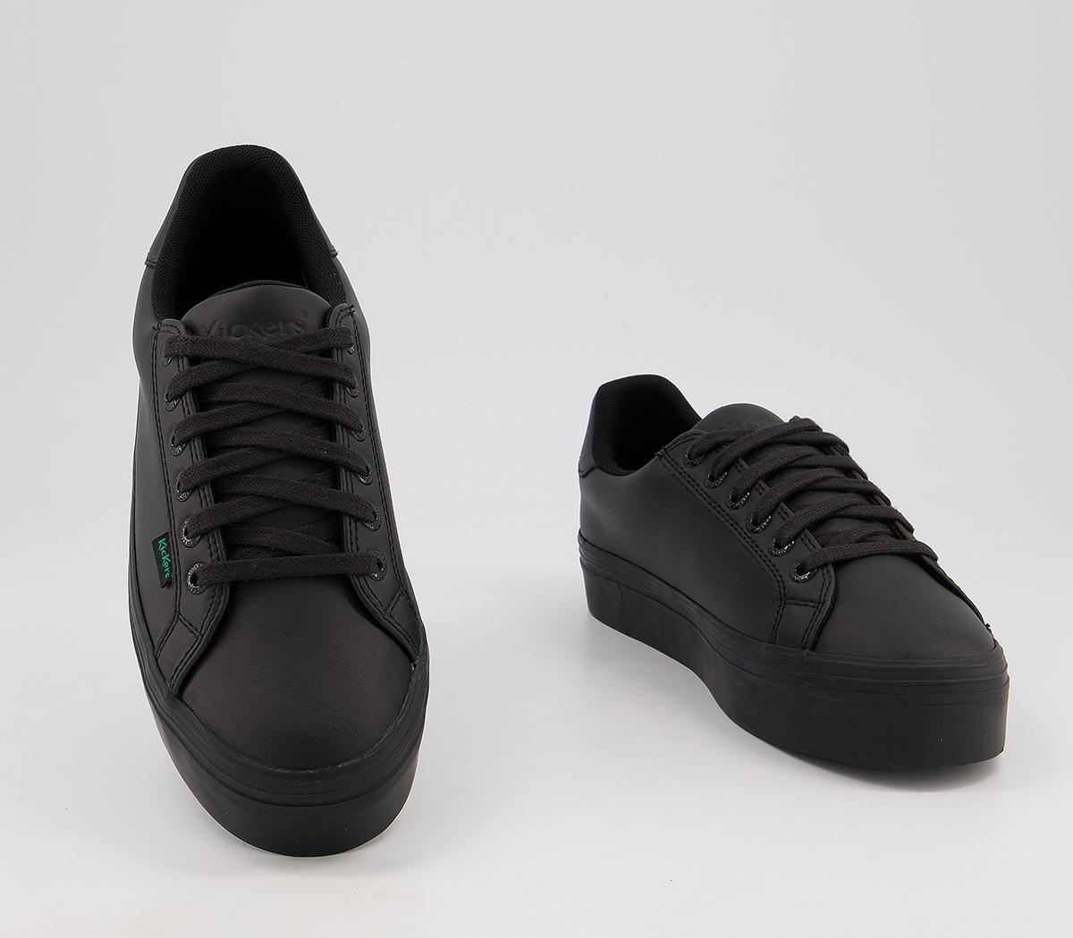 Kickers Tovni Platform Leather Youth Shoes Black Leather - Flat Shoes ...