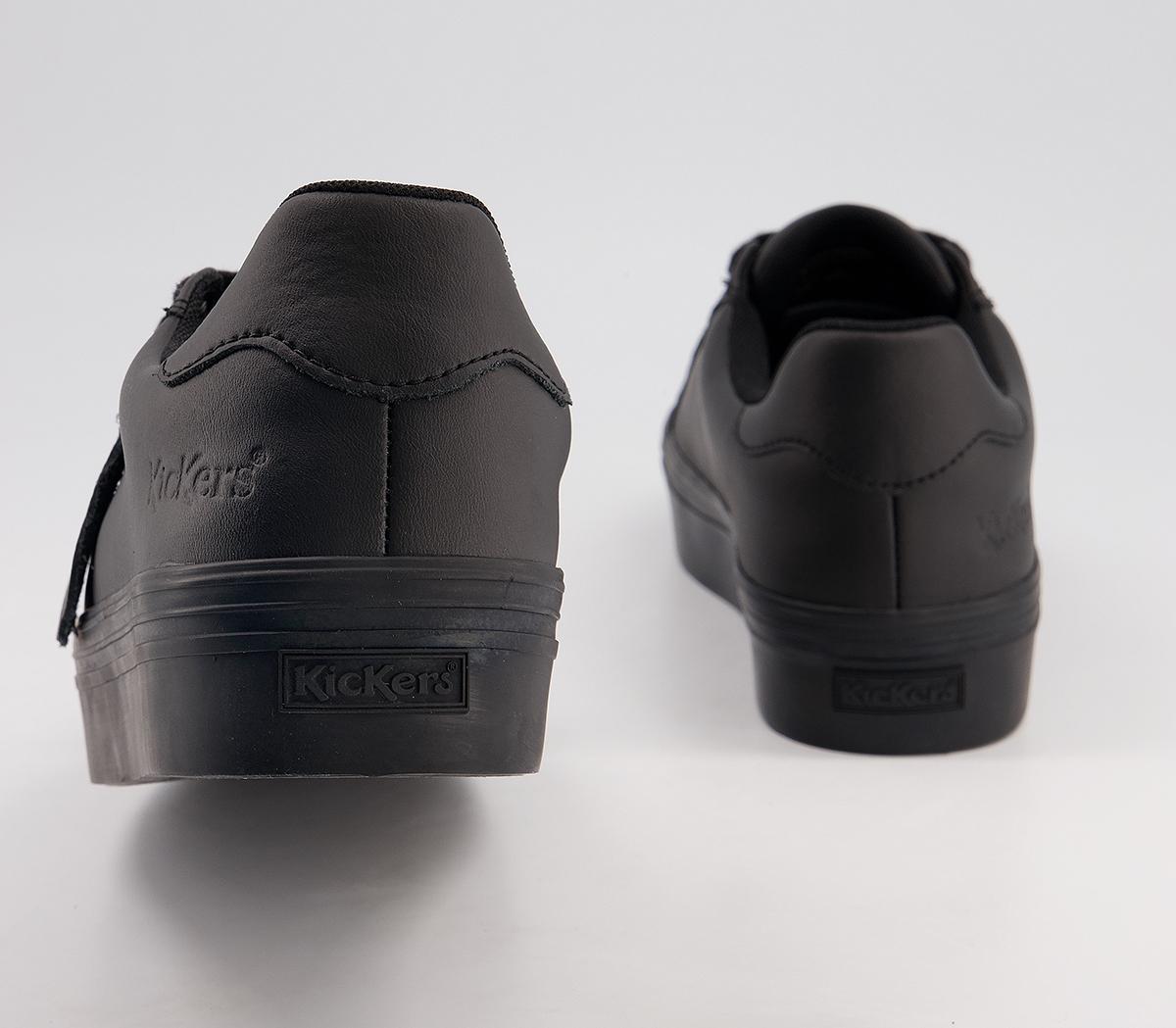 Kickers Tovni Platform Leather Youth Shoes Black Leather - Flat Shoes ...