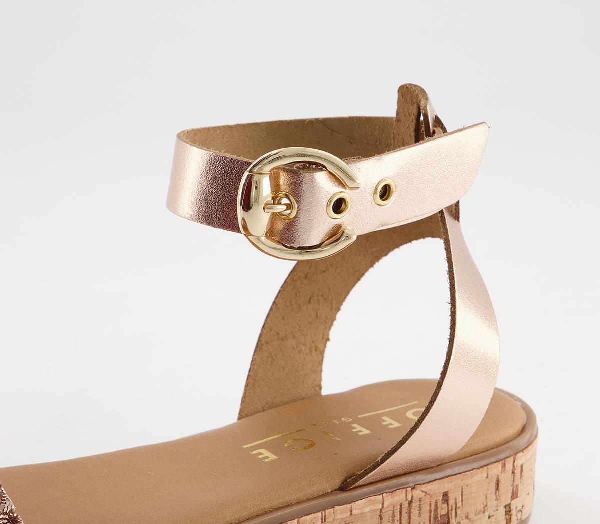 OFFICE Sympathy Cork Sole Sandals Rose Gold Leather - Women’s Sandals