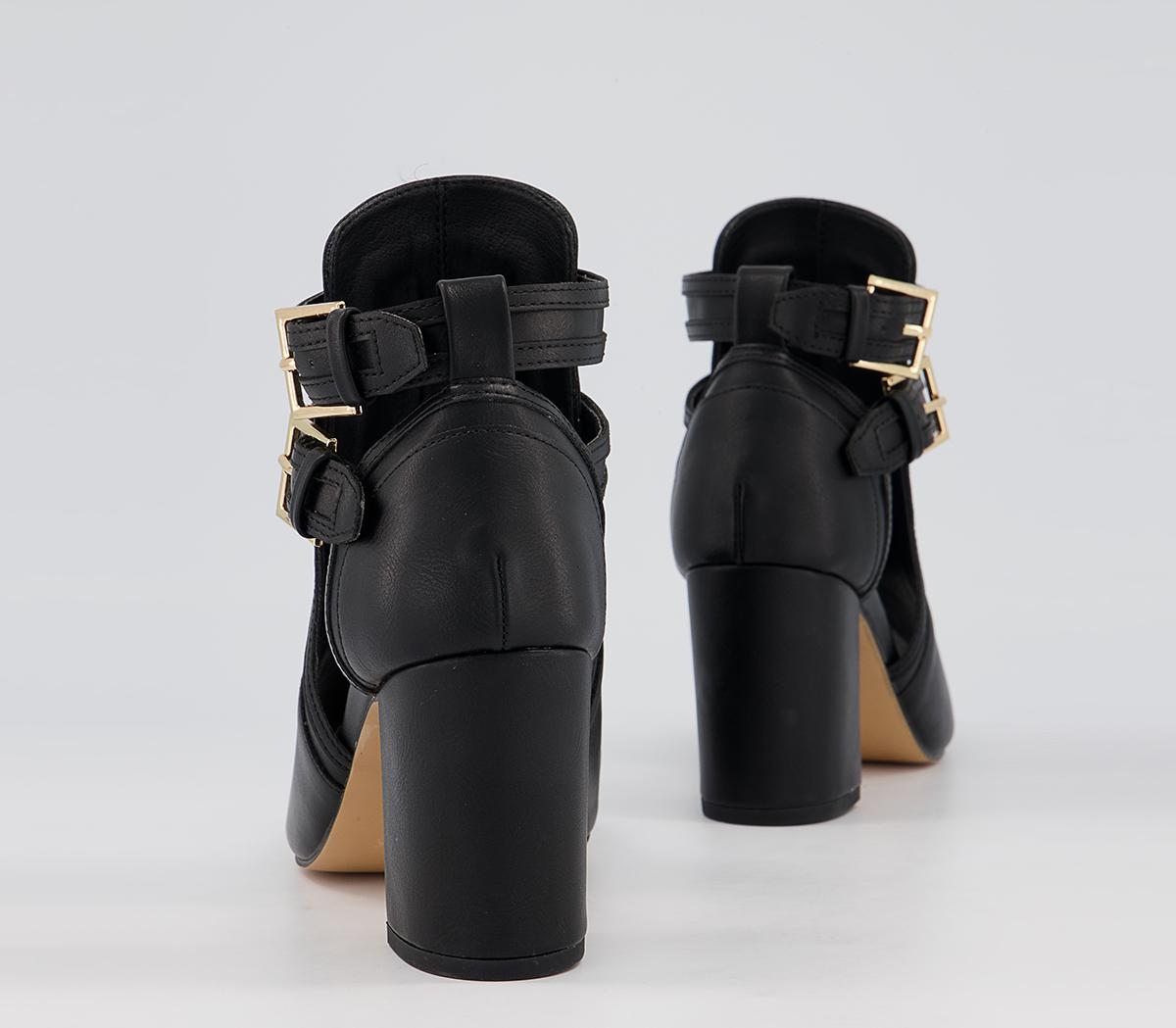 OFFICE Magenta Cut Out Detail Block Heel Shoe Boots Black - Mid Heels