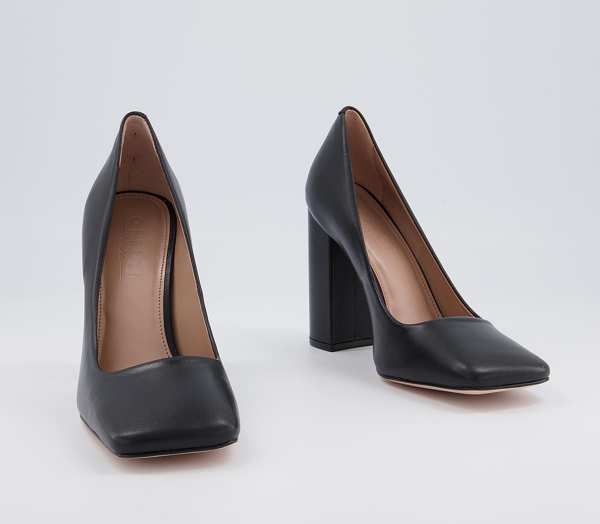 OFFICE Hilo Court Block High Heels Black Leather - High Heels