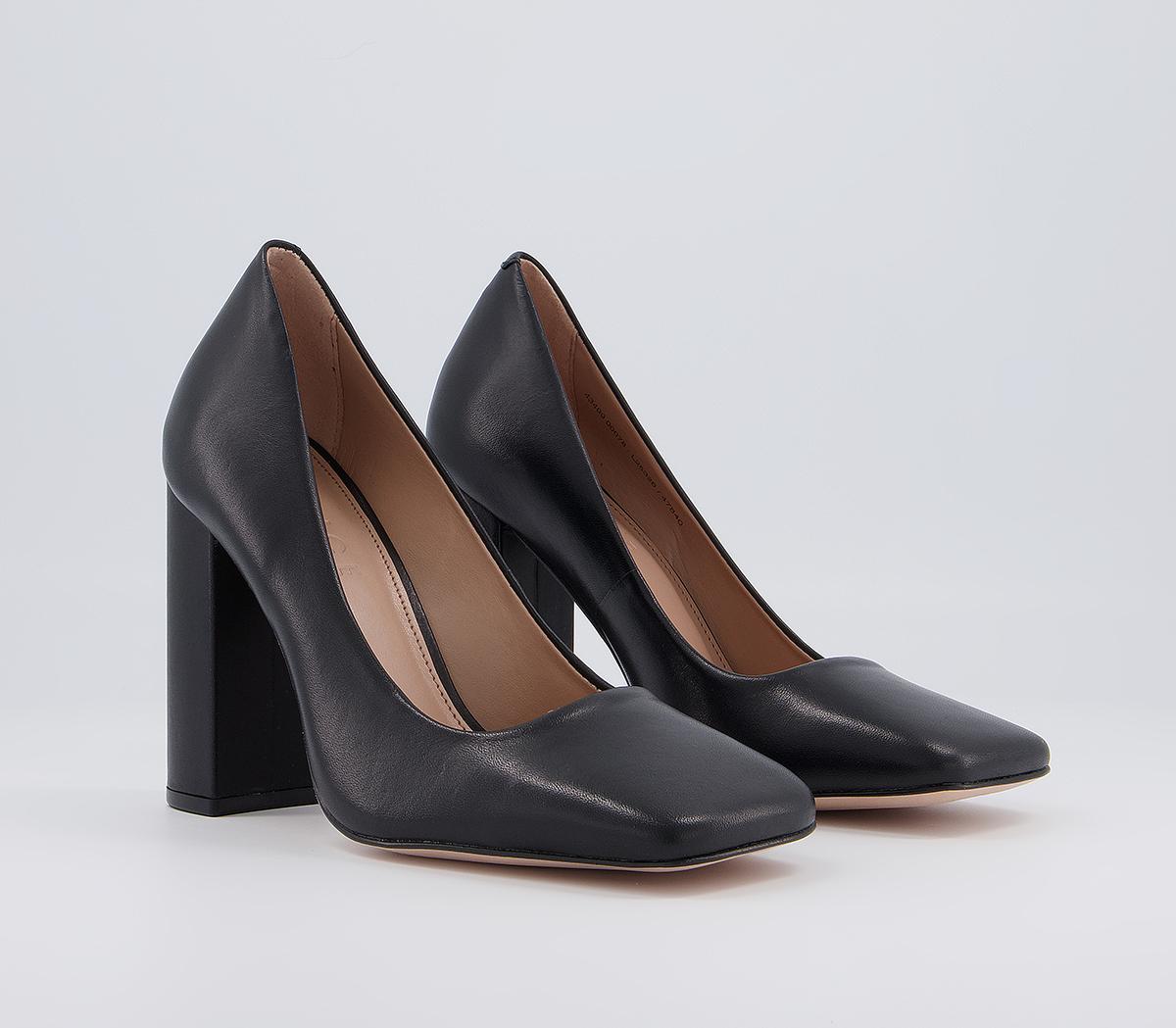 OFFICE Hilo Court Block High Heels Black Leather - High Heels