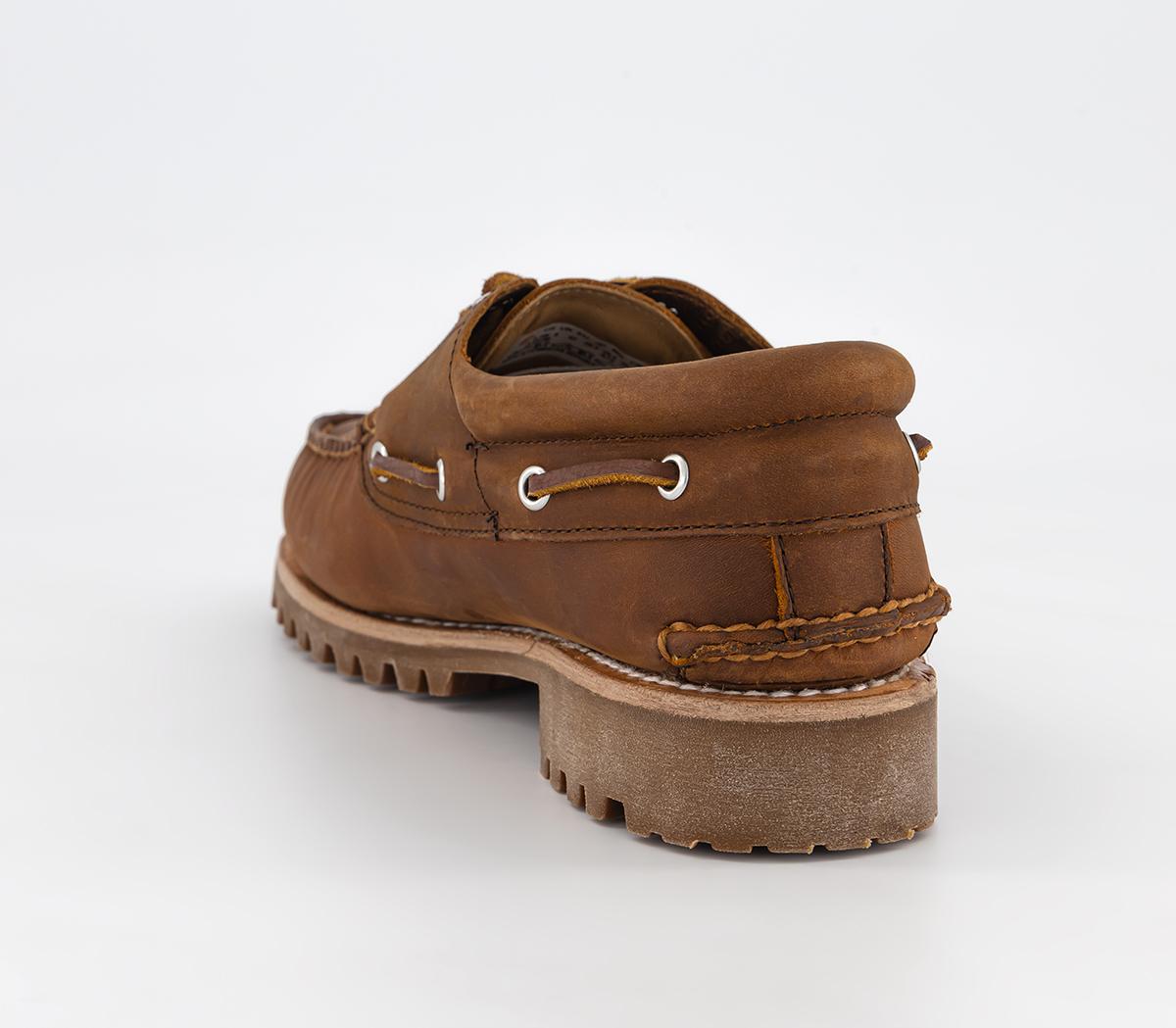 Timberland 3 Eye Classic Lug Boat Shoes Brown Leather - Men's Casual Shoes