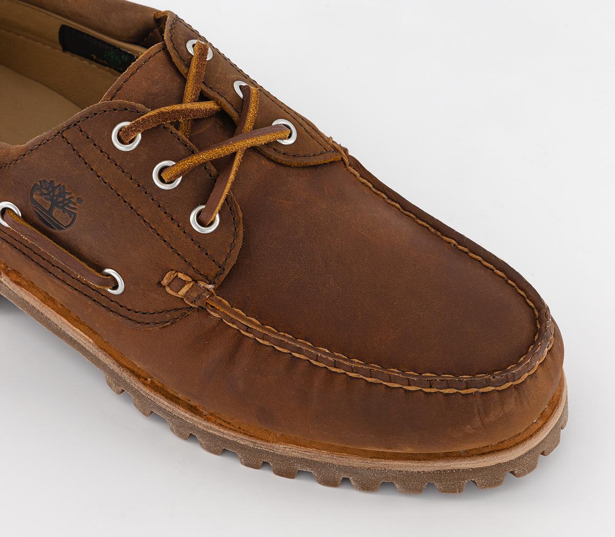 Timberland 3 Eye Classic Lug Boat Shoes Brown Leather - Men's Casual Shoes