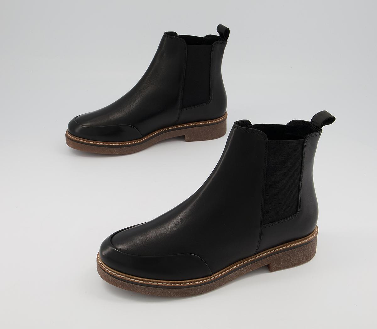 OFFICE Actioning Crepe Sole Chelsea Boots Black Leather - Women's Ankle ...