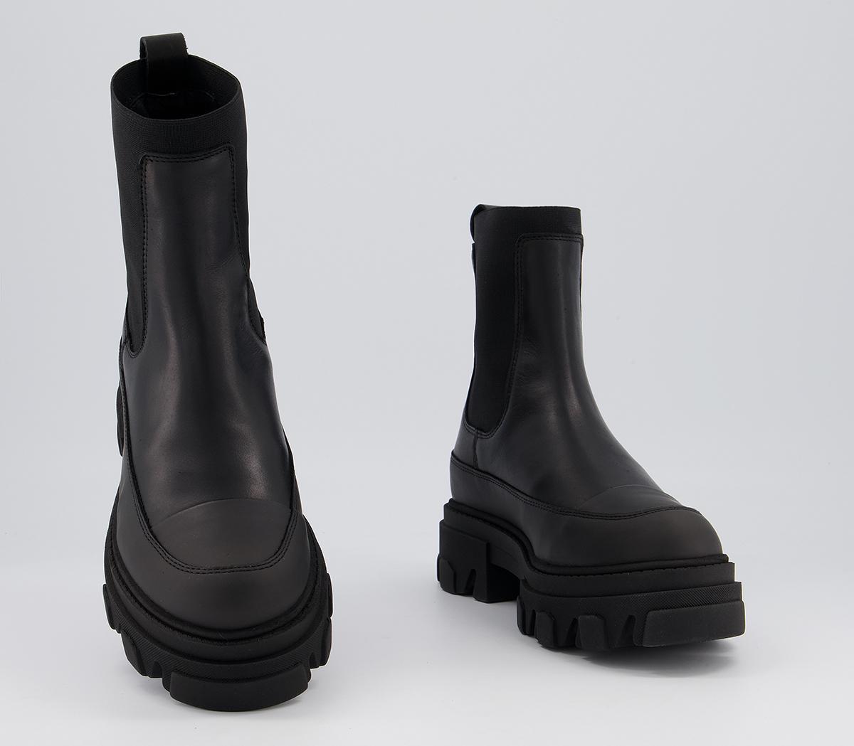 OFFICE Answering Weatherproof Sole Boots Black Leather - Women's Ankle ...