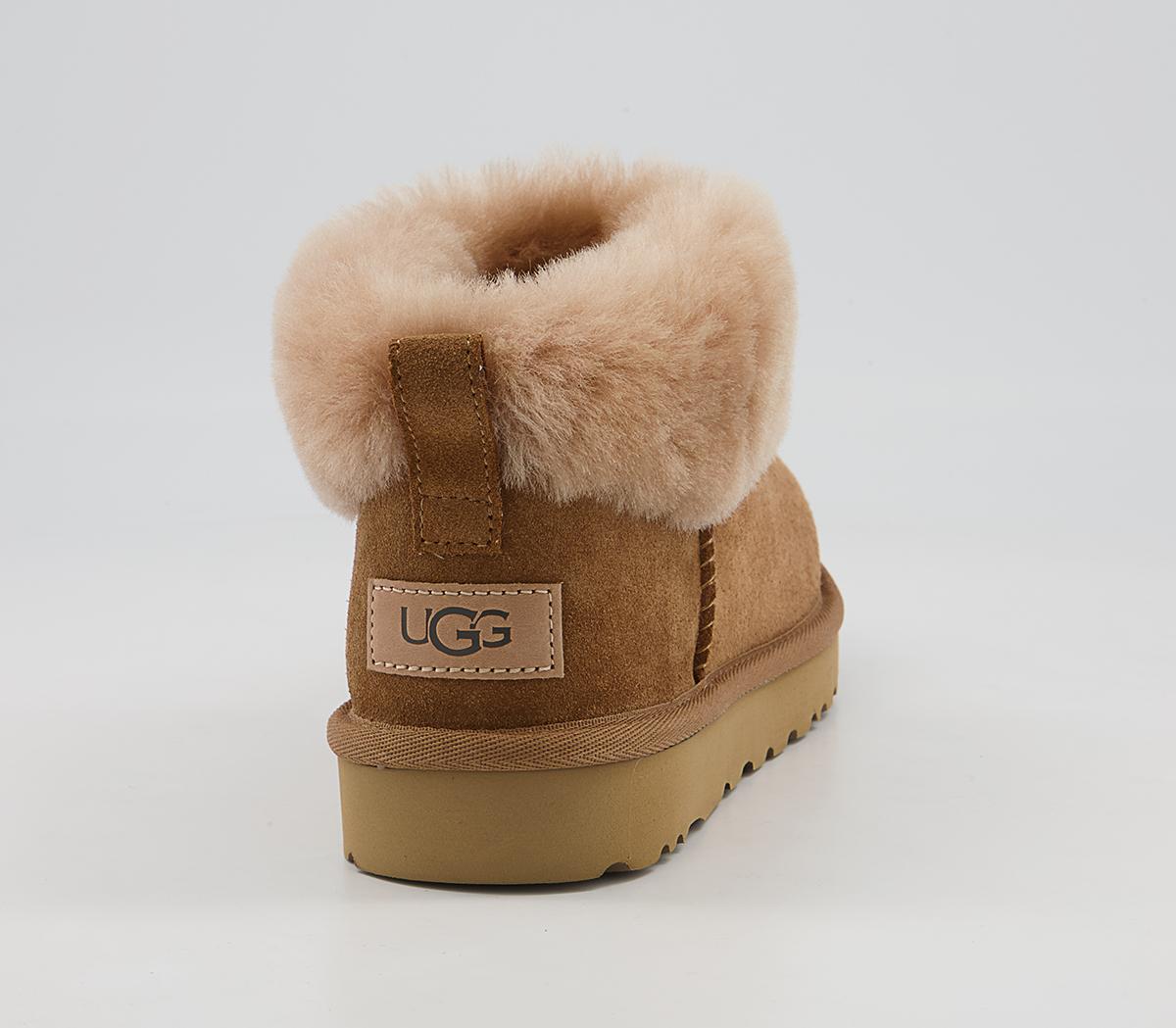 UGG Classic Ultra Mini Fluff Boots Chestnut - Women's Ankle Boots