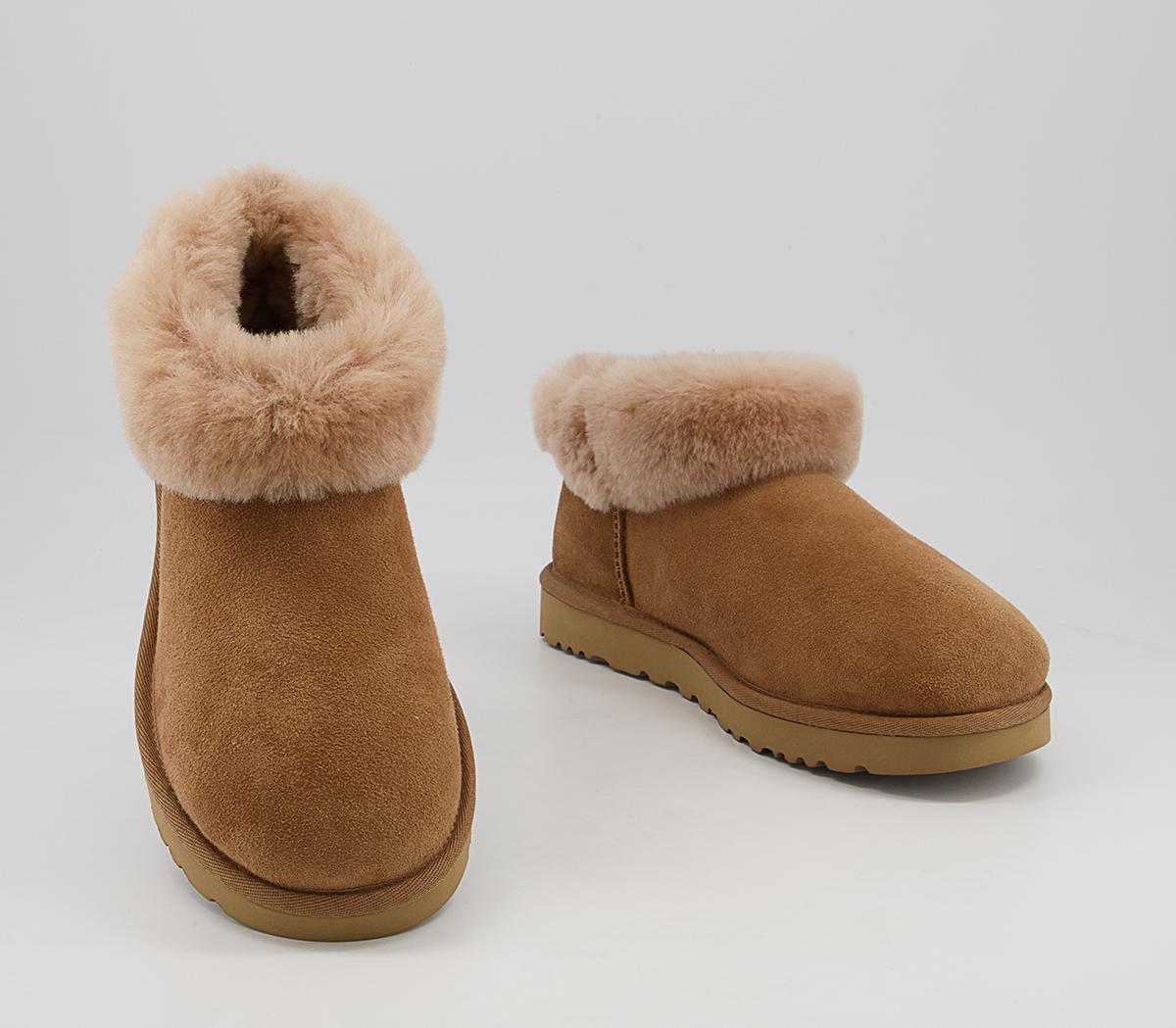 UGG Classic Ultra Mini Fluff Boots Chestnut - Women’s Sustainable Materials