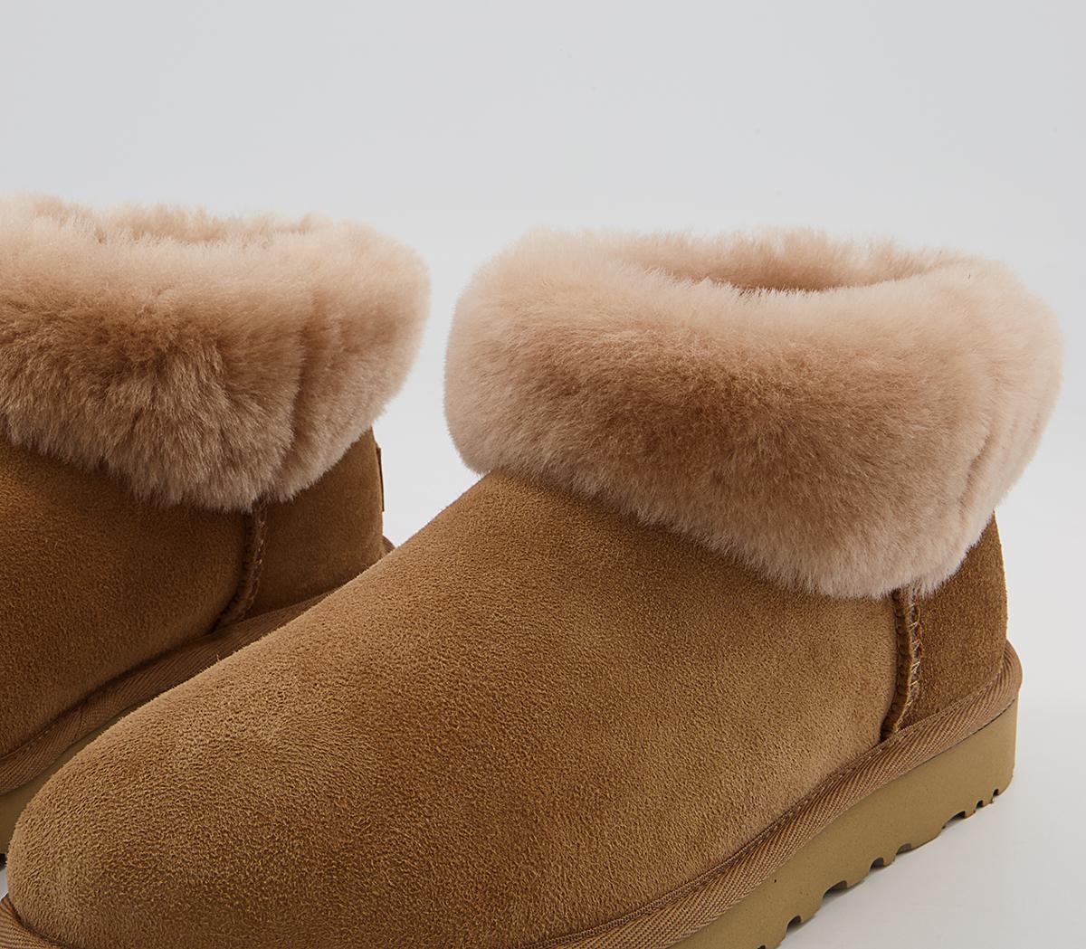 UGG Classic Ultra Mini Fluff Boots Chestnut - Women's Ankle Boots