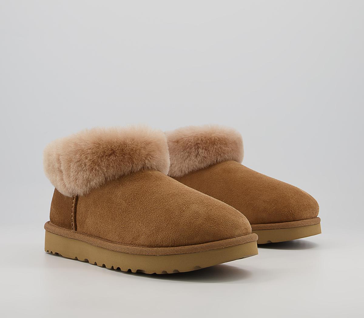 UGG Classic Ultra Mini Fluff Boots Chestnut - Women’s Sustainable Materials
