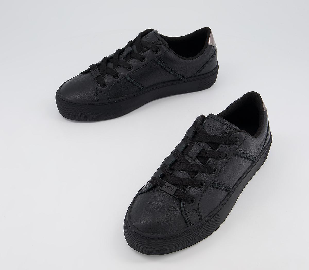 UGG Dinale Sneakers Black Leather - Flat Shoes for Women