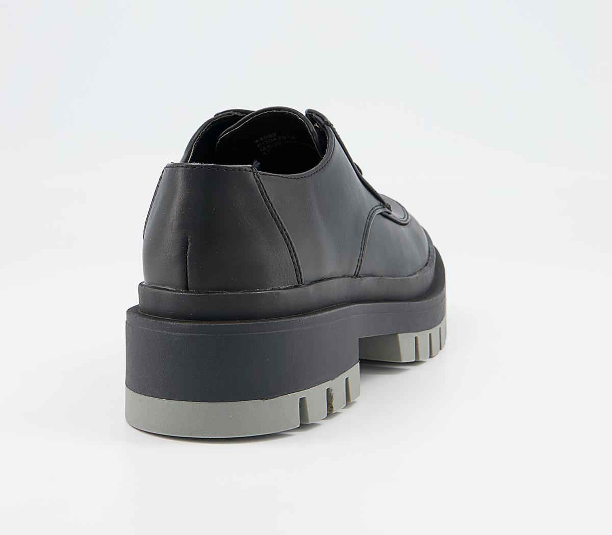 OFFICE Follower Chunky Lace Up Shoes Black Contrast Sole - Flat Shoes ...
