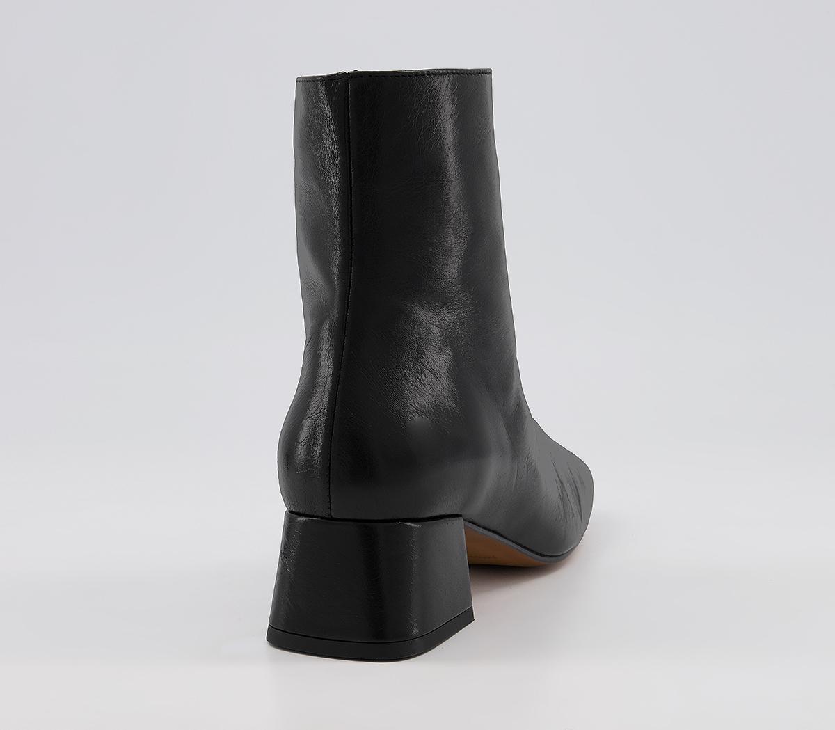 OFFICE Approval Low Square Toe Boots Black Leather - Women's Ankle Boots