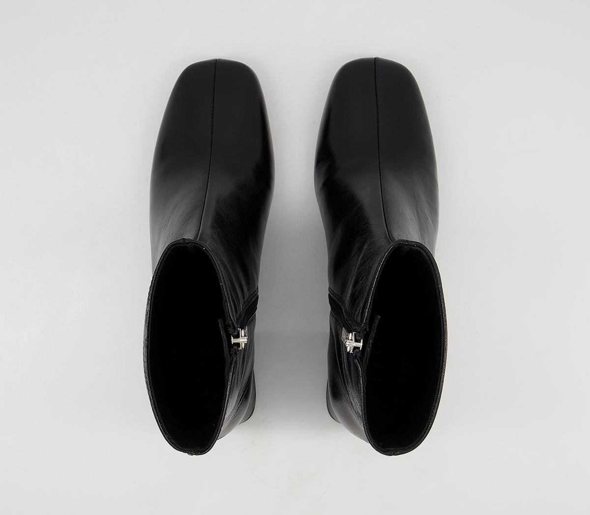 OFFICE Approval Low Square Toe Boots Black Leather - Women's Ankle Boots