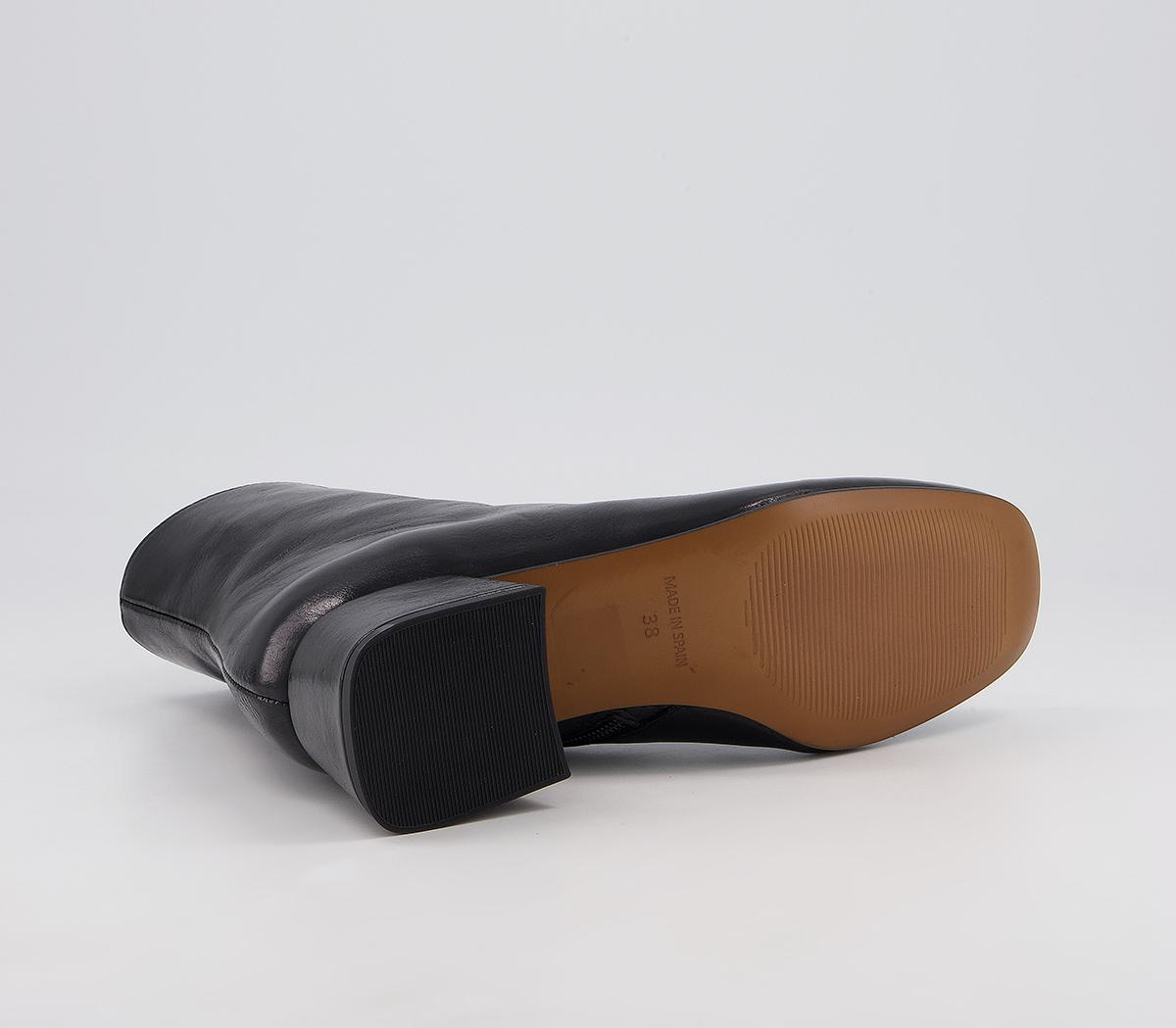 OFFICE Approval Low Square Toe Boots Black Leather - Women's Ankle Boots