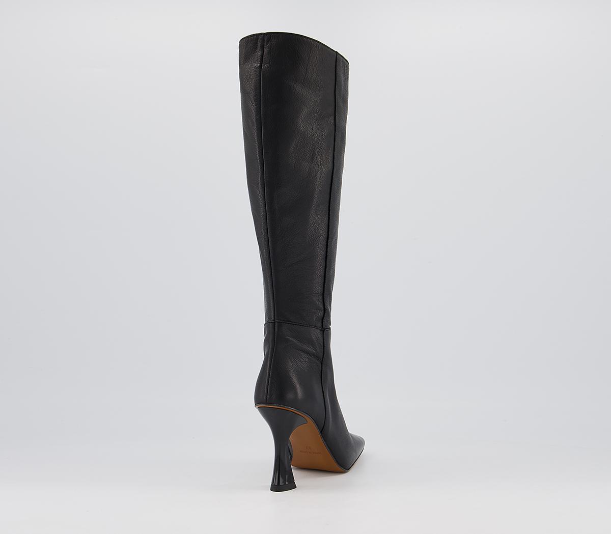 OFFICE Kurtsey Square Toe Dressy Boots Black Leather - Women's Knee ...