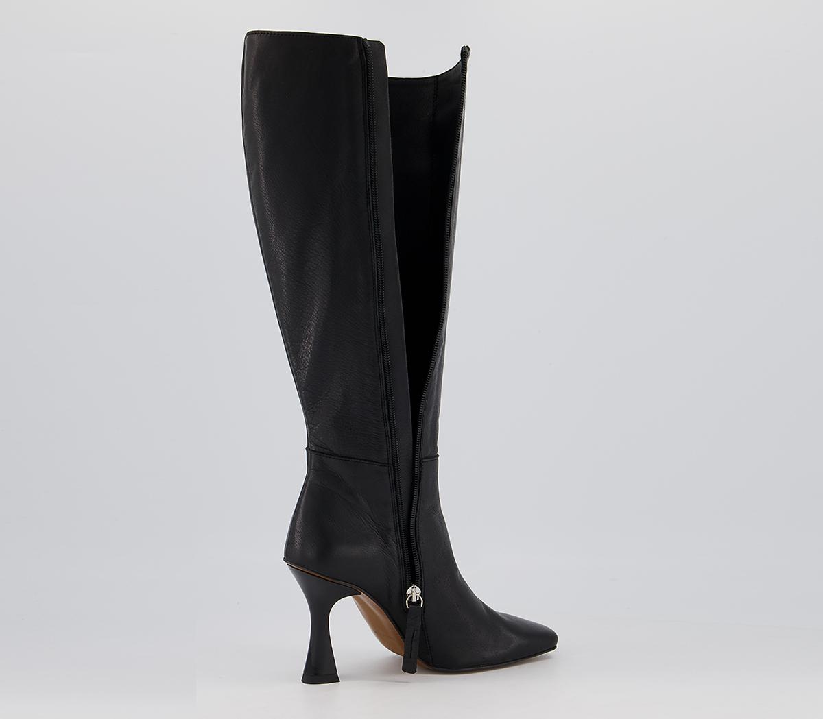 OFFICE Kurtsey Square Toe Dressy Boots Black Leather - Women's Knee ...