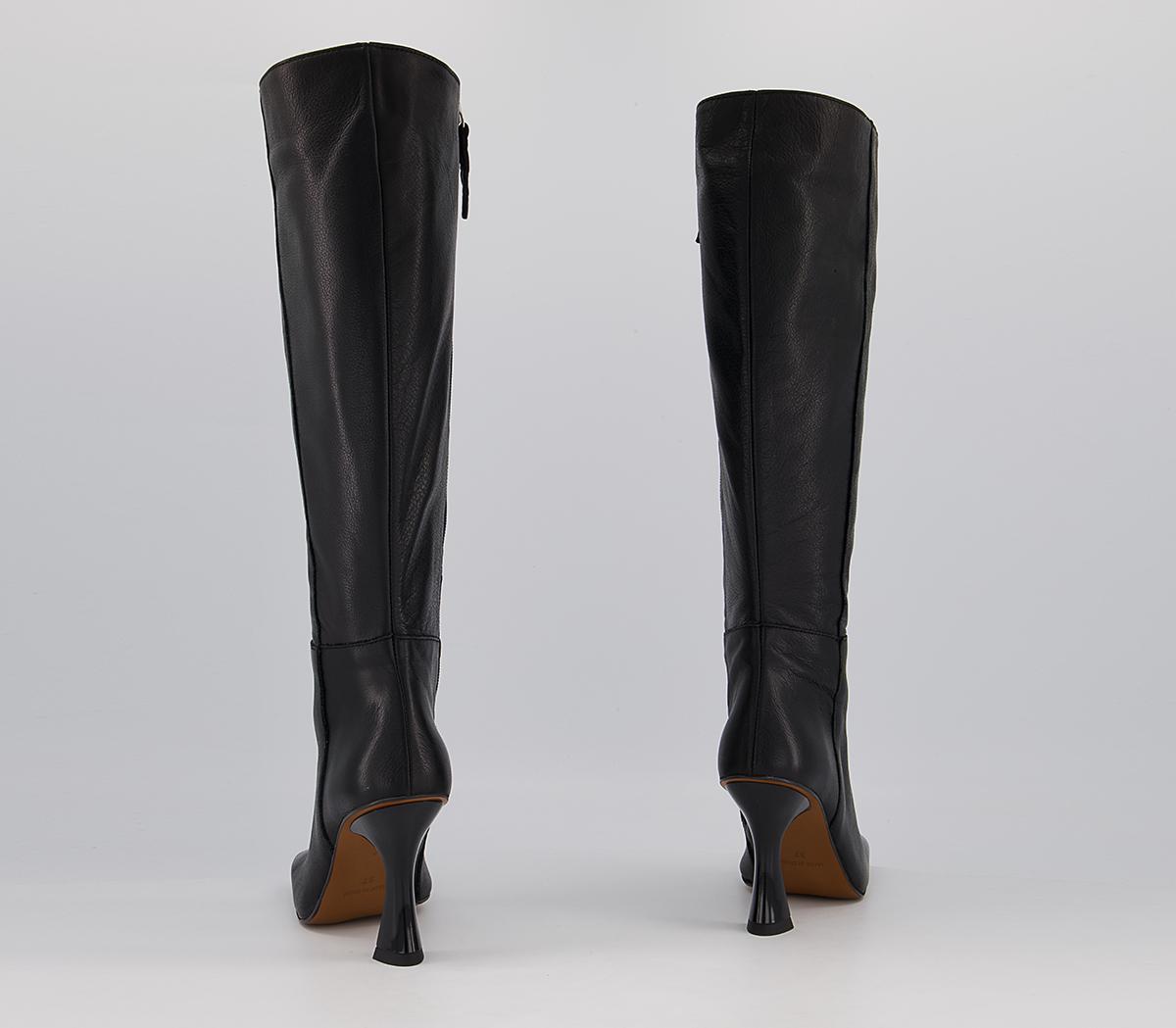 OFFICE Kurtsey Square Toe Dressy Boots Black Leather - Women's Knee ...