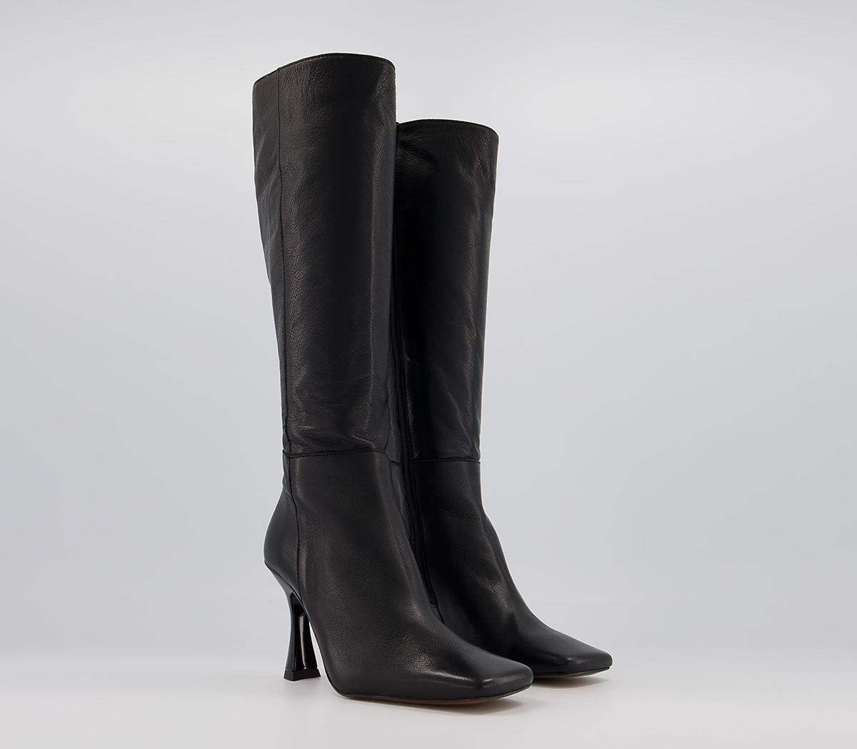 OFFICE Kurtsey Square Toe Dressy Boots Black Leather - Women's Knee ...